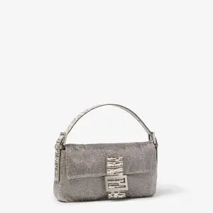 Fendi Baguette® 26424 Silver Organza Bag With Bead Embroidery